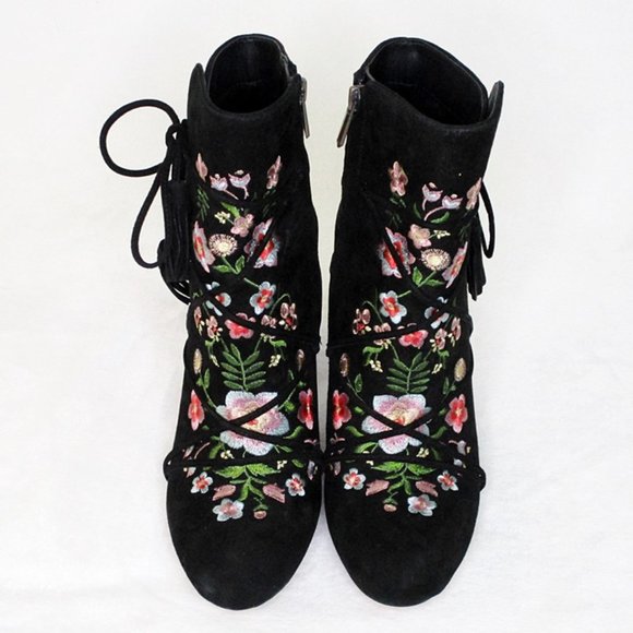 Sam Edelman | Shoes | Sam Edelman Winnie Black Suede Floral Embroidered ...